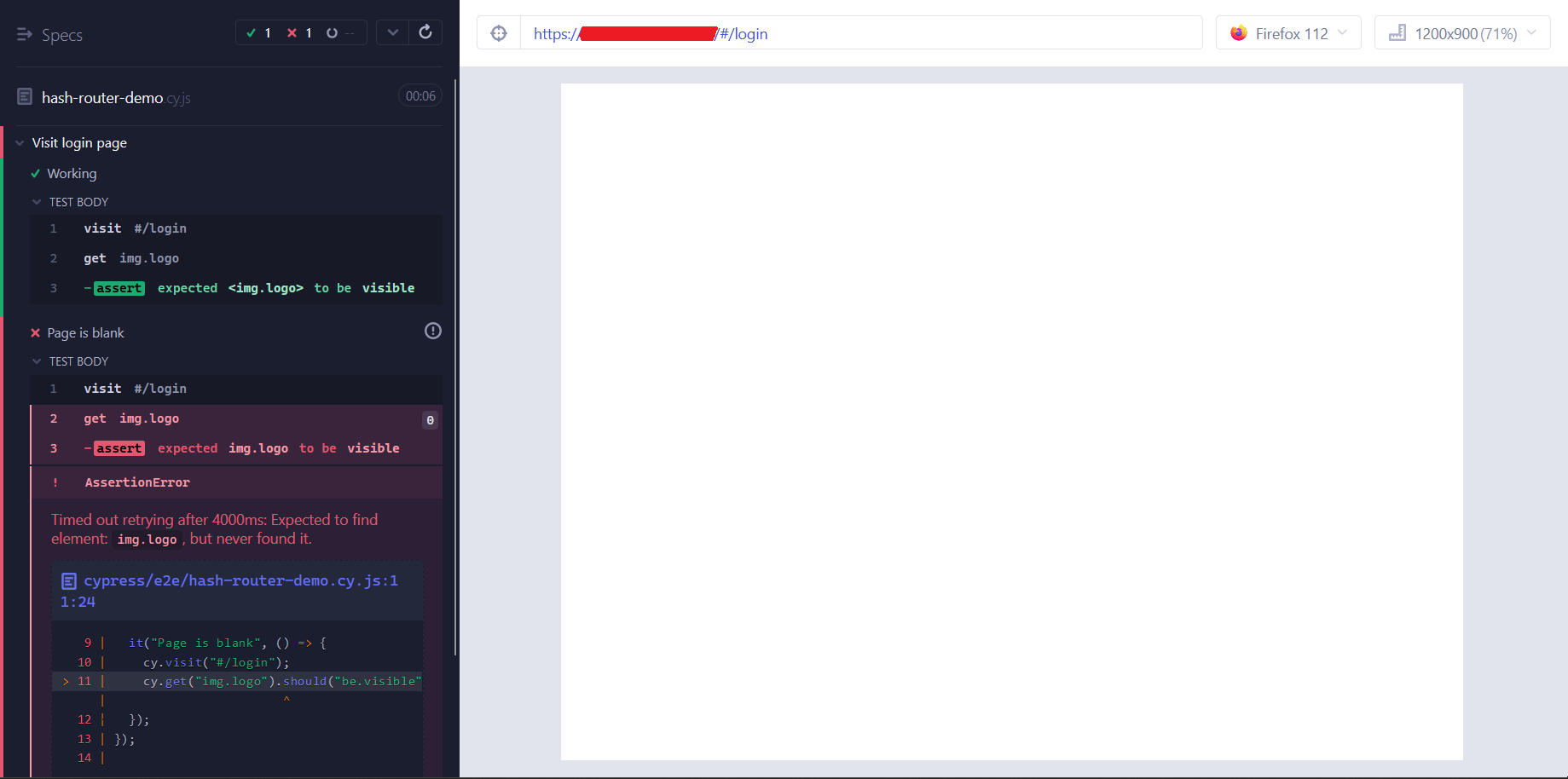 `cyvisit` Loads Blank Page On An App Using The Hash Router · Issue 27050 · Cypress Io