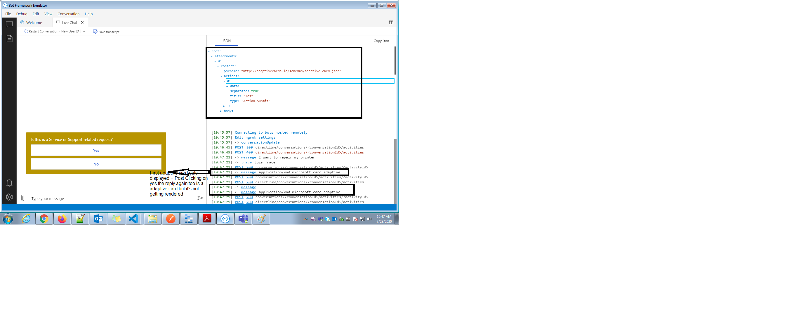 Consecutive Adaptive card won't get displayed · Issue #2170 · microsoft/BotFramework-Emulator ...