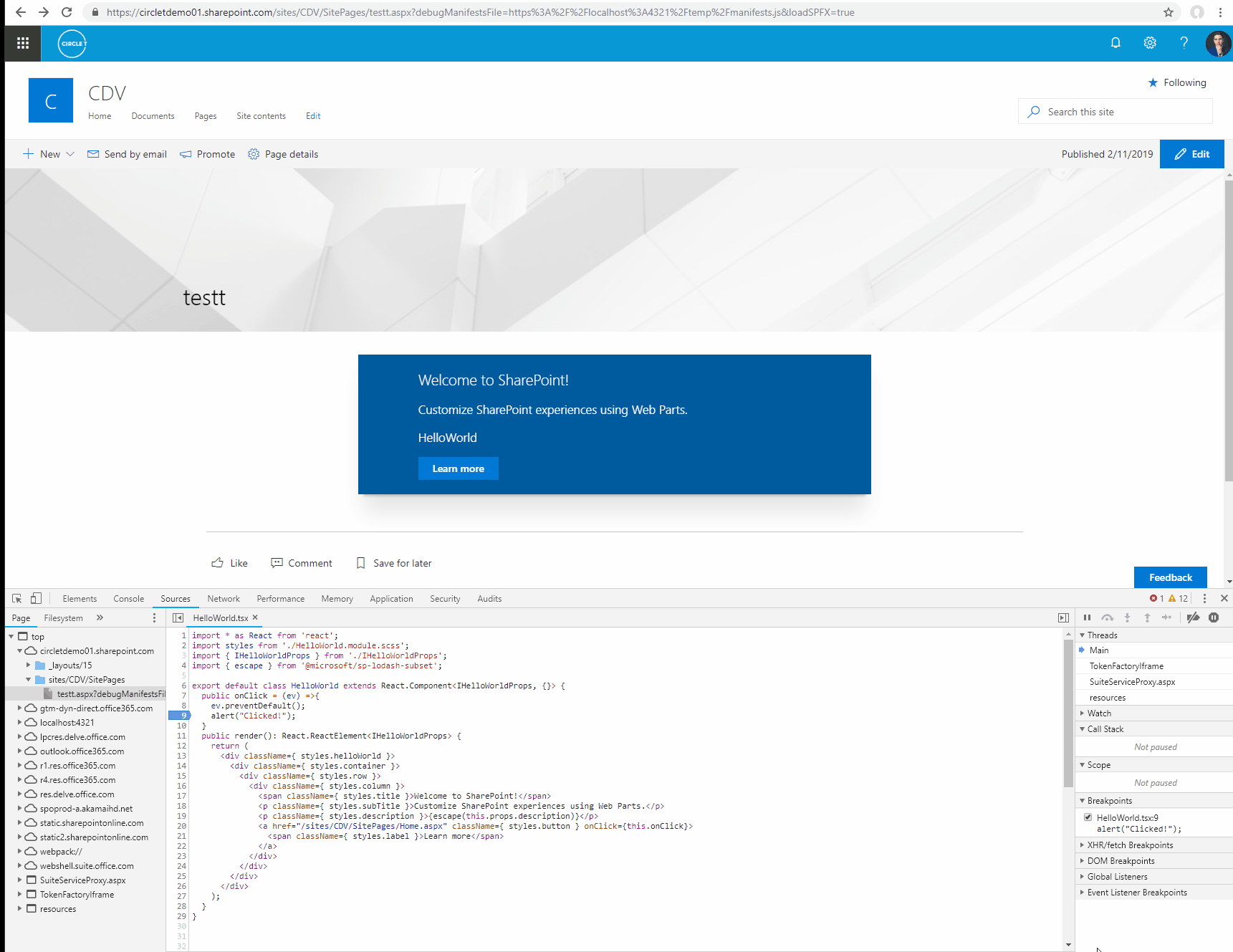 BUG: spfx fails to respect onClick event (react) · Issue #3427 · SharePoint/sp-dev-docs · GitHub