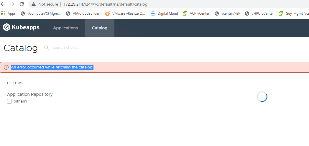 Unable to show the Catalog tab · Issue #2484 · vmware-tanzu/kubeapps · GitHub