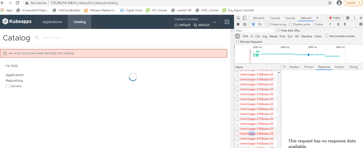 Unable to show the Catalog tab · Issue #2484 · vmware-tanzu/kubeapps · GitHub