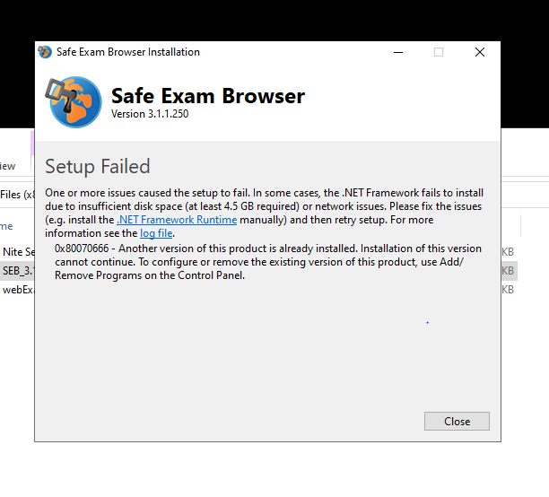 Unable To Install Seb · Safeexambrowser Seb Win Refactoring