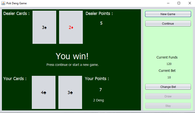 GitHub - xLupusx/pok-deng-game: Java Swift GUI project, based on a Thai ...