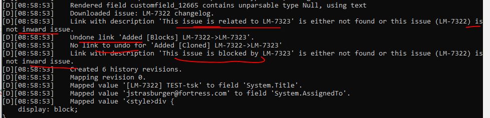 Links are not migrating to ADO... Links are being undone or 'is not inward issue' message ...