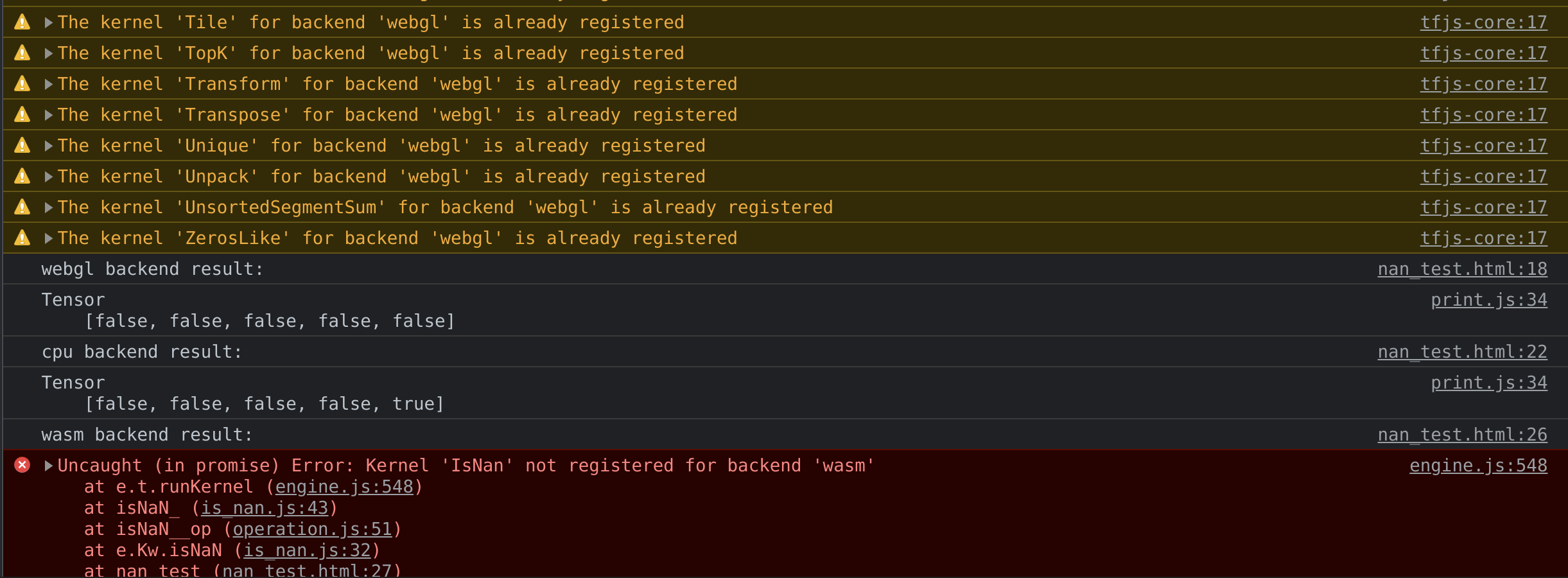 When in webgl backend, tf.isNaN() produces incorrect results · Issue #5800 · tensorflow/tfjs ...