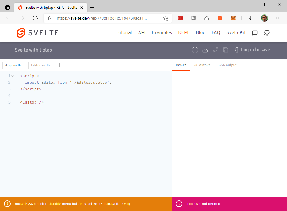 Svelte Repl From Docs Does Not Load · Issue 1450 · Ueberdosistiptap · Github