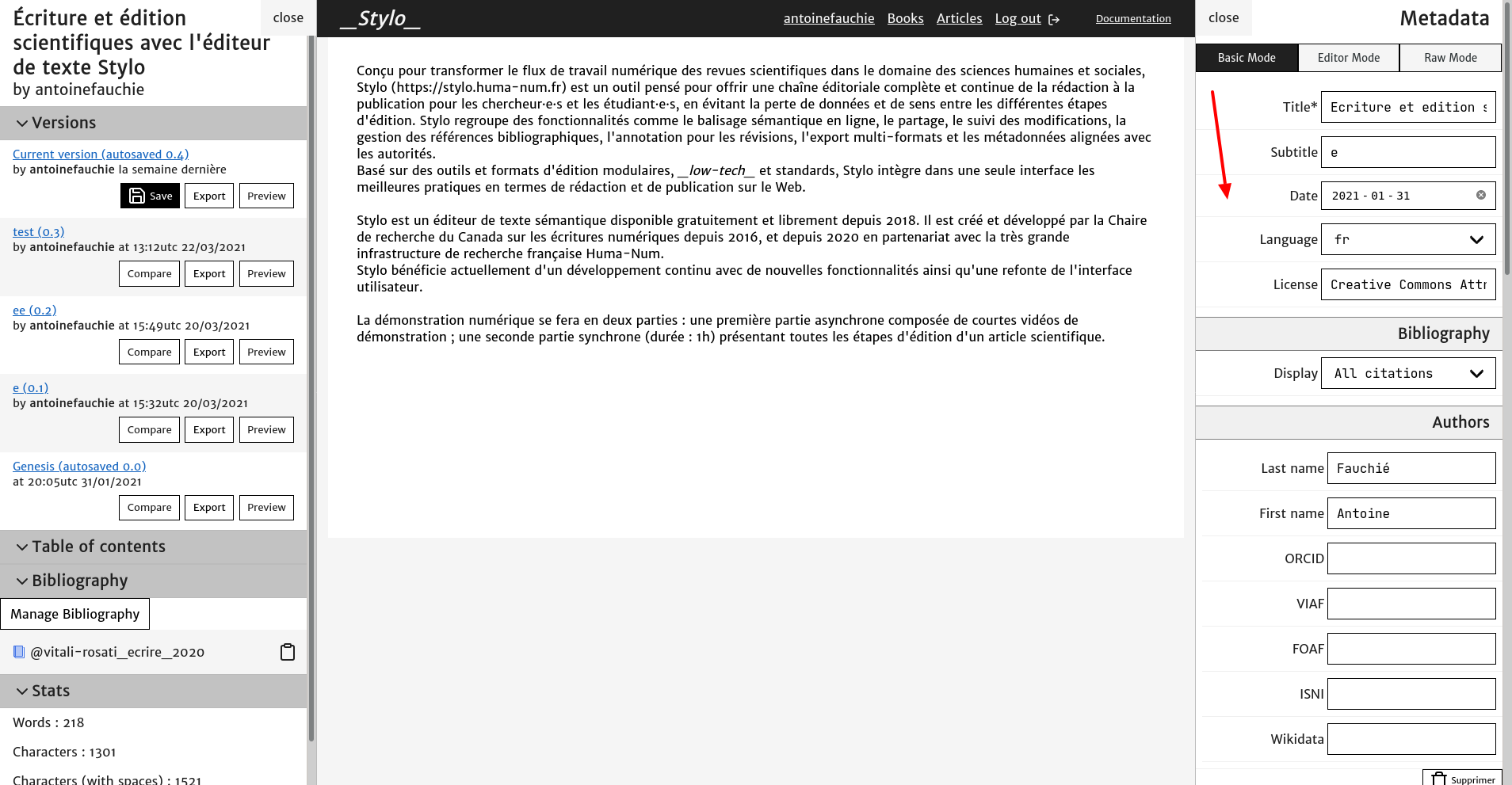 Affichage des intitulés/champs des métadonnées : décaler vers la gauche ...