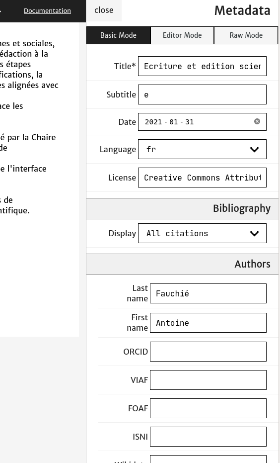 Affichage des intitulés/champs des métadonnées : décaler vers la gauche ...