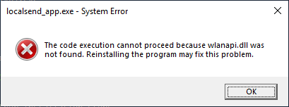Runtime dependency on wlanapi.dll · Issue #436 · localsend/localsend · GitHub