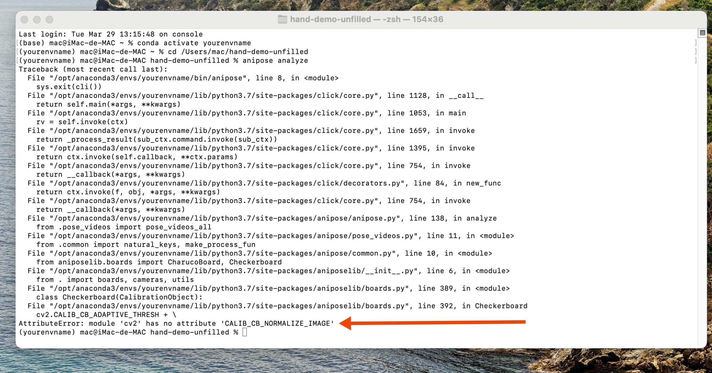 Help request with anipose "module 'cv2' has no attribute 'CALIB_CB ...