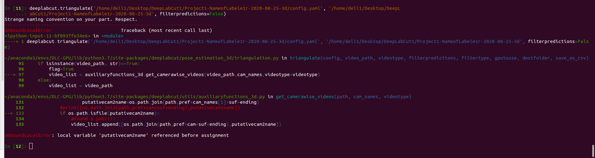 deeplabcut.triangulate · Issue #899 · DeepLabCut/DeepLabCut · GitHub