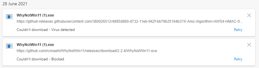 Windows Defender is blocking the software · Issue #80 · rcmaehl/WhyNotWin11 · GitHub