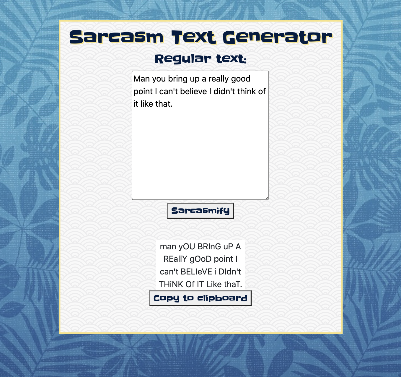GitHub - PatCeriale/Sarcasm-Generator