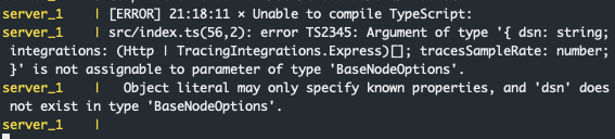 Typescript Basenodeoptions Does Not Have Dsn Property · Issue 5376