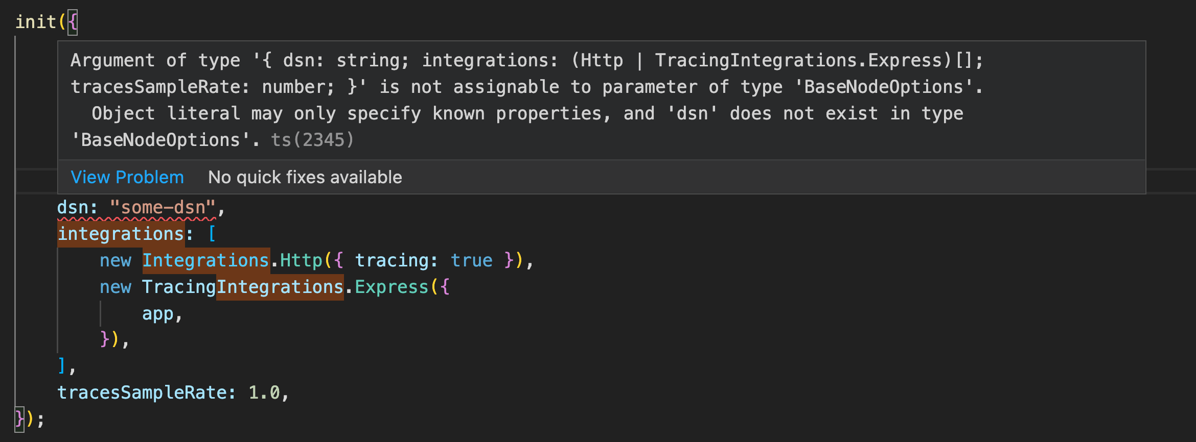 Typescript - BaseNodeOptions does not have dsn property · Issue #5376 · getsentry/sentry ...