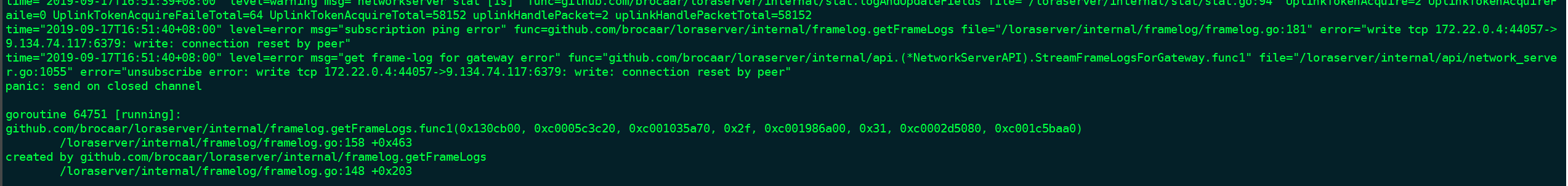 send on closed channel case loraserver panic · Issue #433 · brocaar/chirpstack-network-server ...