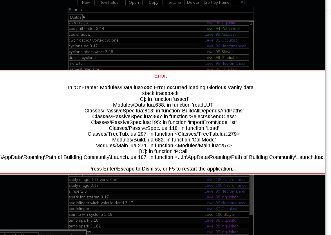 glorious vanity error after update · Issue #4570 · PathOfBuildingCommunity/PathOfBuilding · GitHub