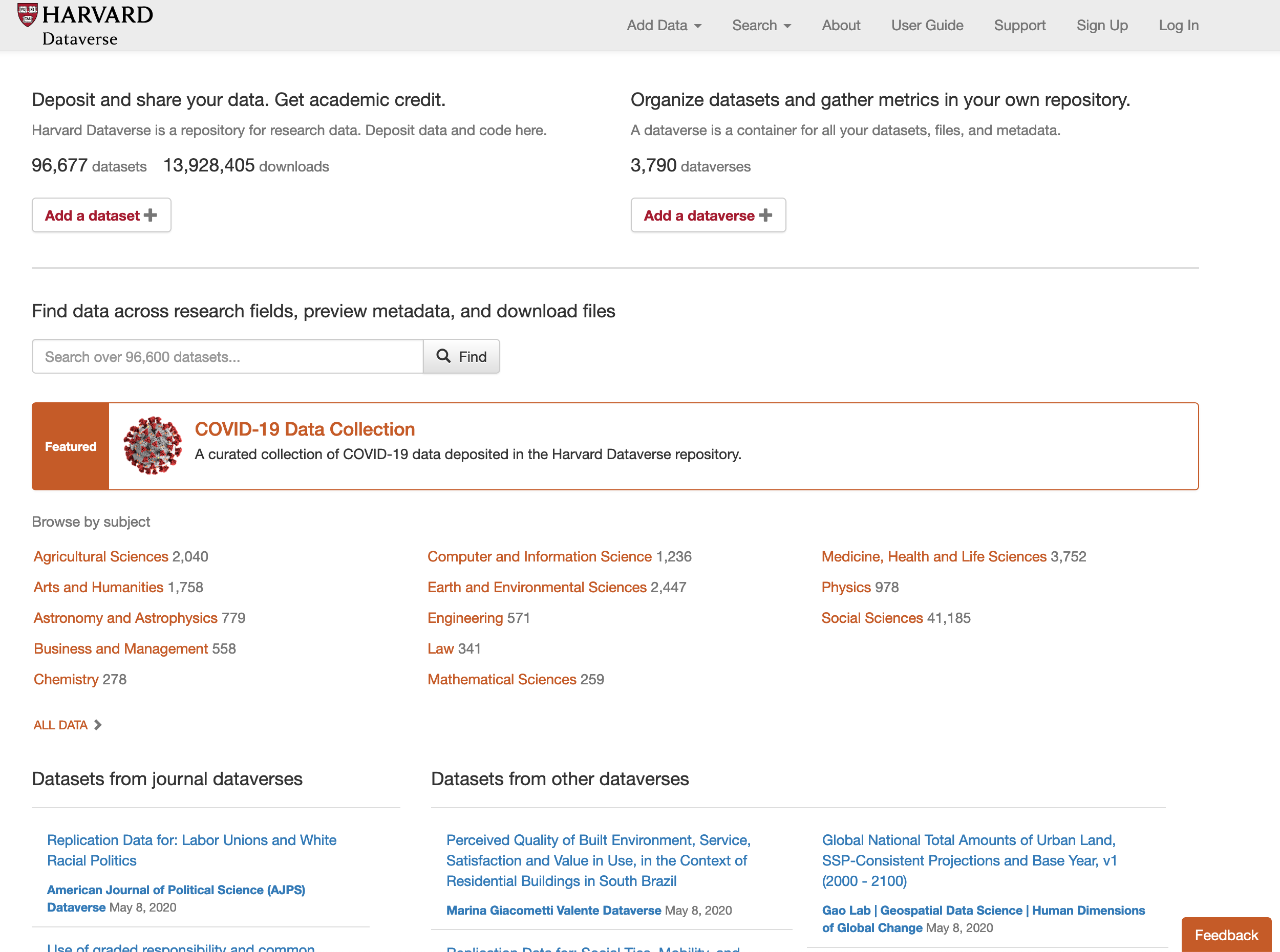 Display and link to a new featured Covid-19 dataverse on the Harvard Dataverse home page · Issue ...