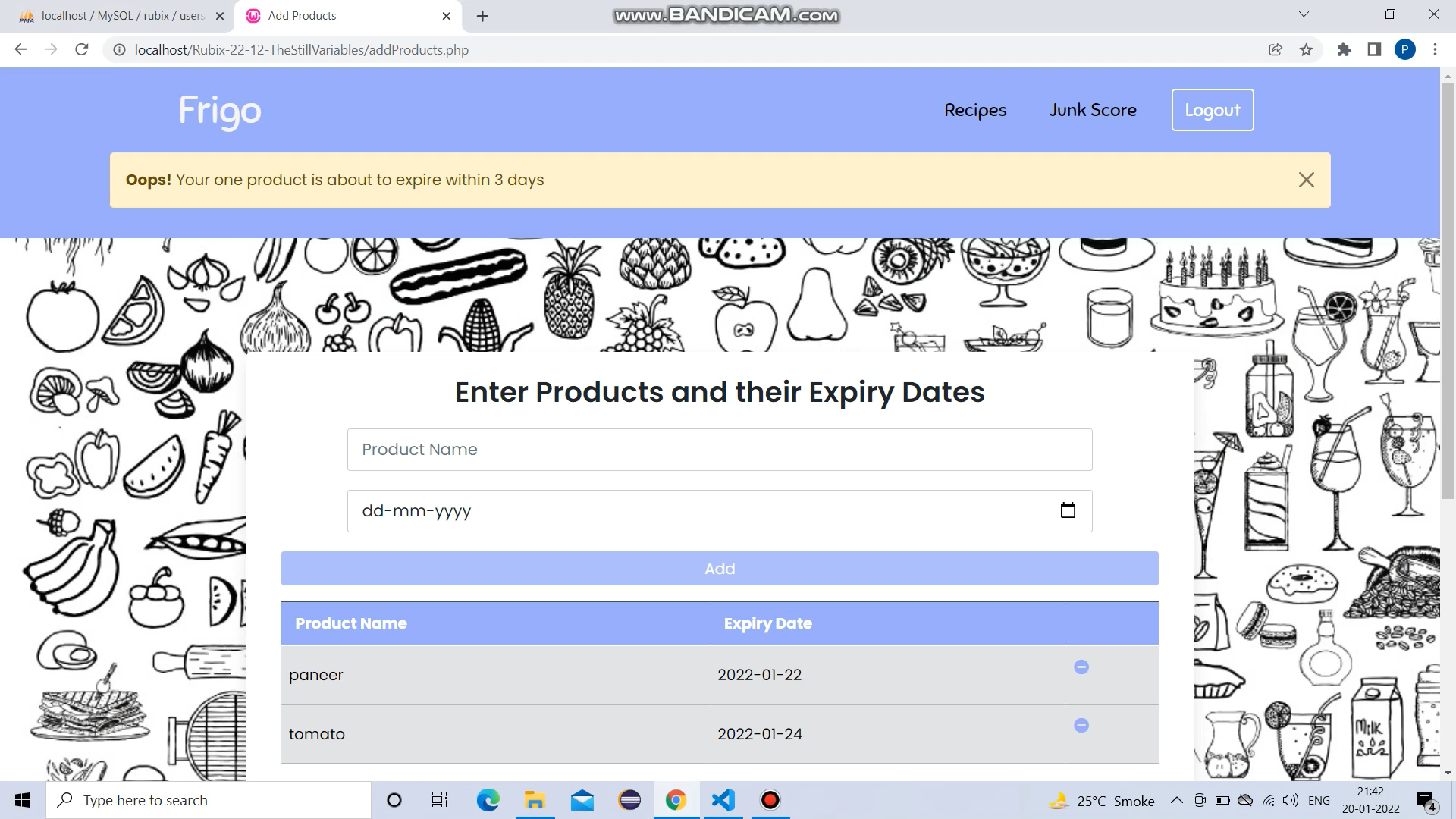 GitHub - priyansiChogale/frigo