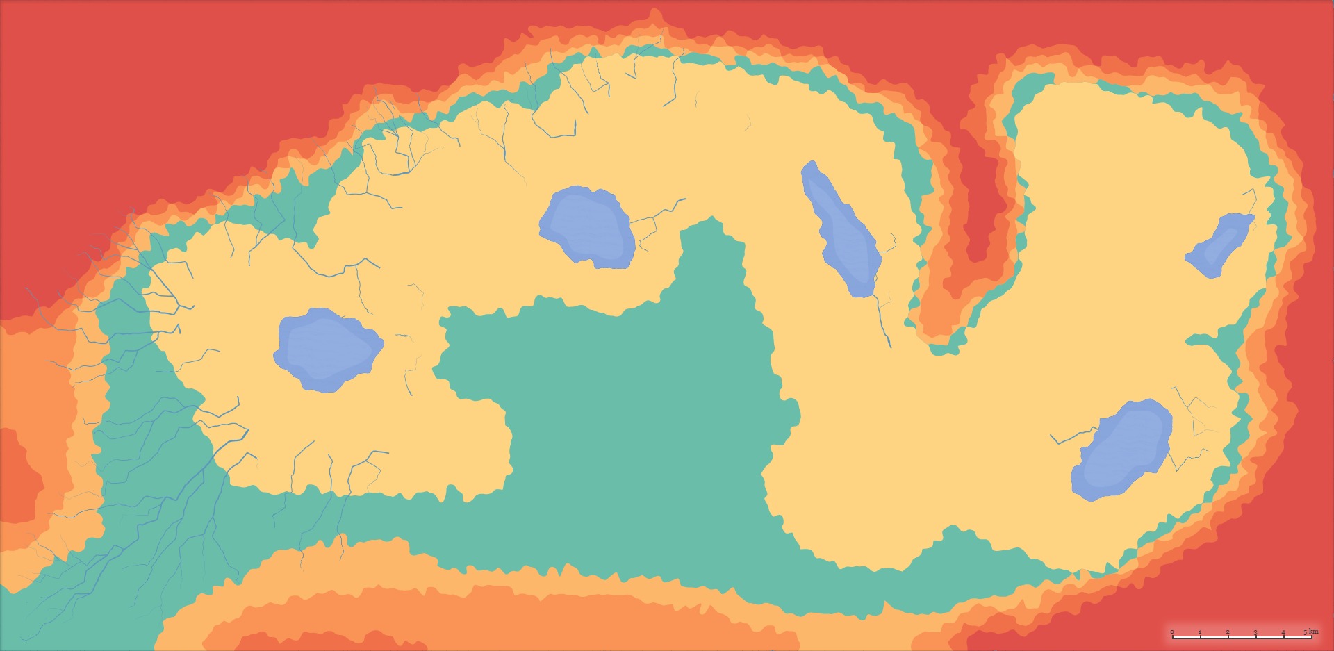 High altitude with mountains on all borders causes strange river ...