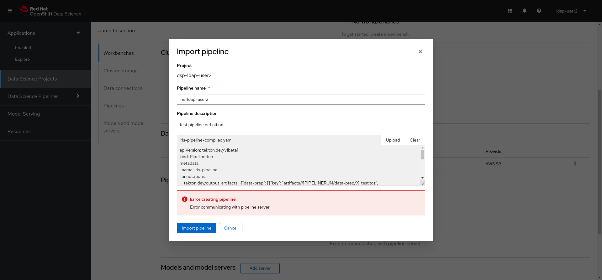 [Bug]: Import Pipeline button is ready before pipeline server is ready to serve · Issue #349 ...