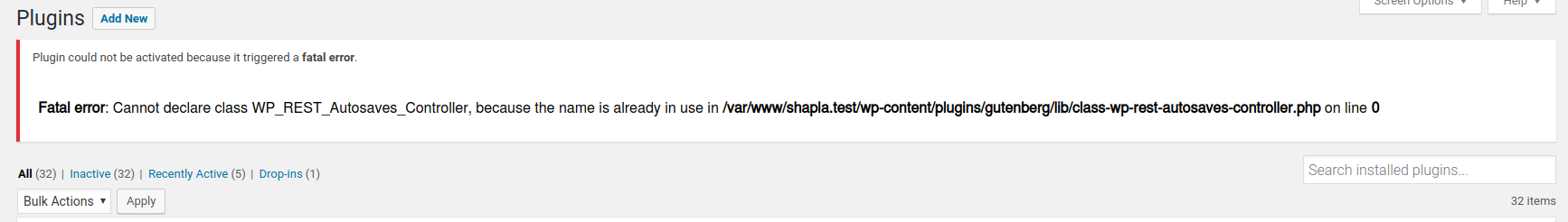 Fatal Error On Plugin Activation · Issue 10822 · Wordpressgutenberg · Github