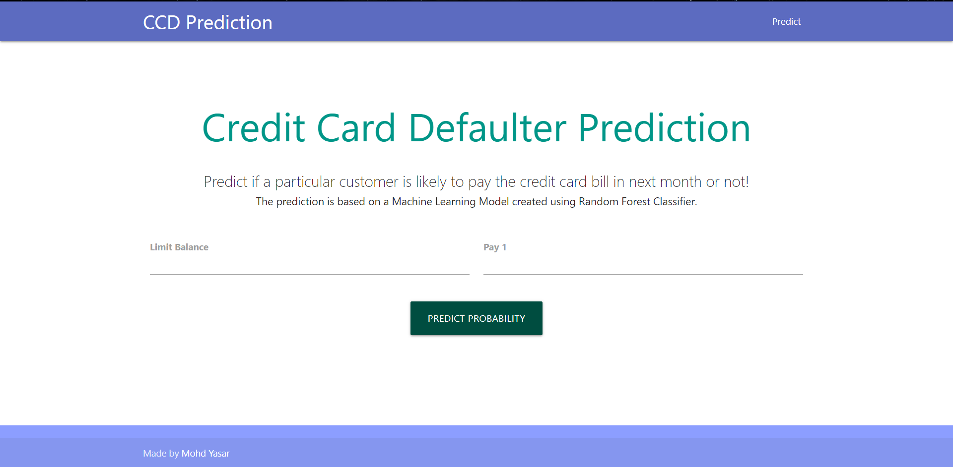 GitHub - mdyasar/credit_card_defaulter: A web app which predicts ...