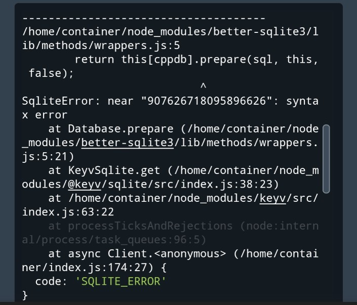 From the last update of @keyv/sqlite, suddenly its unable to work properly. · Issue #221 ...