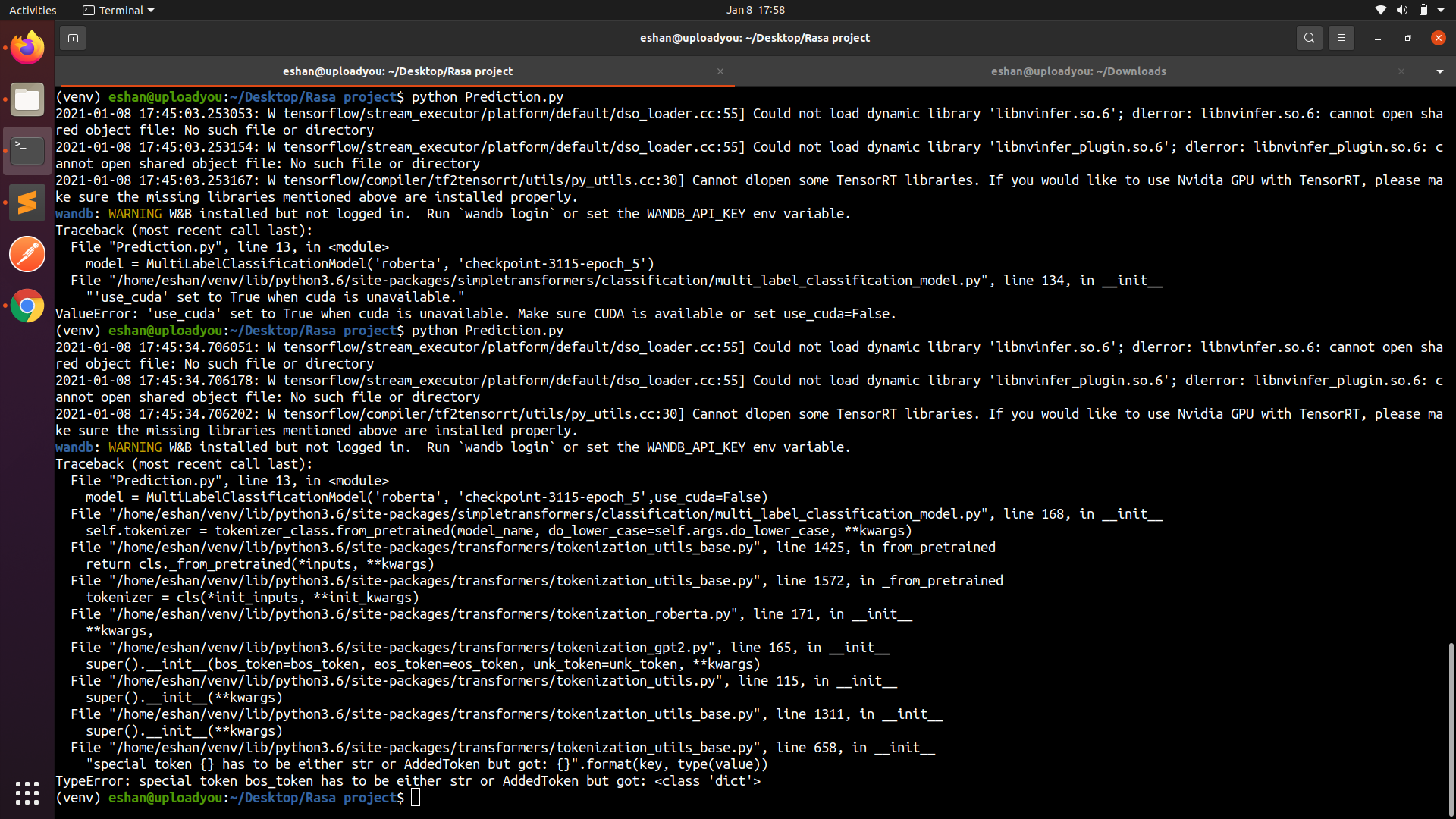 TypeError: special token bos_token has to be either str or AddedToken ...