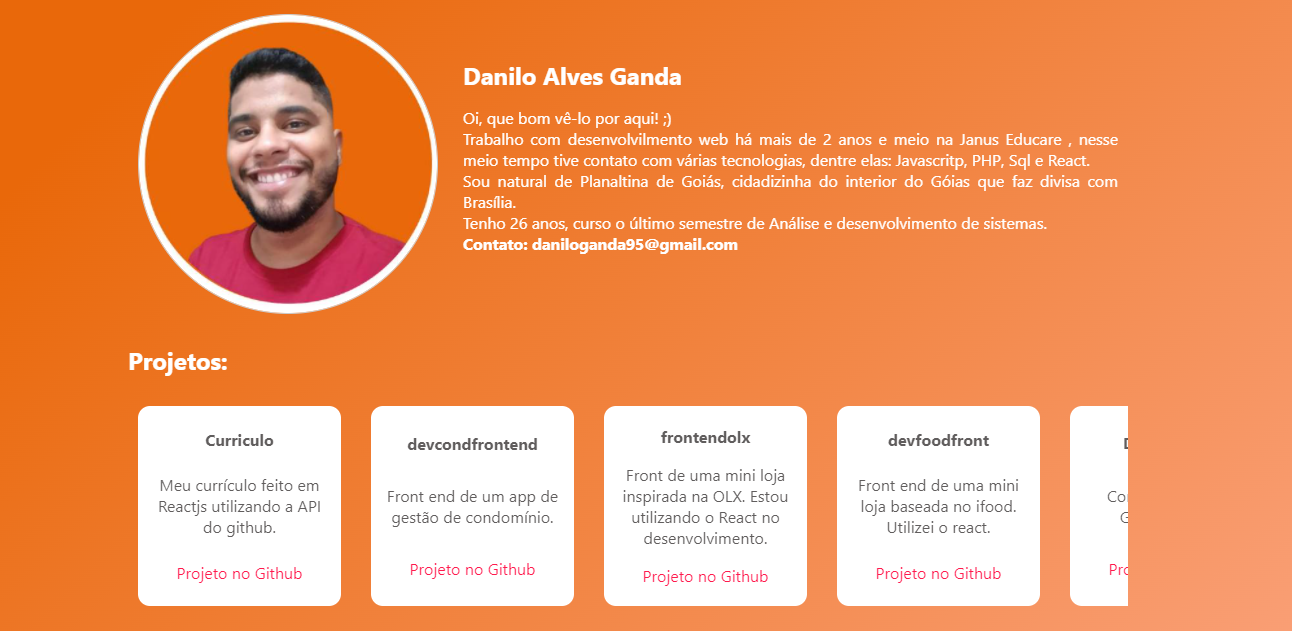 GitHub - devganda/Curriculo: Meu currículo feito em Reactjs utilizando ...