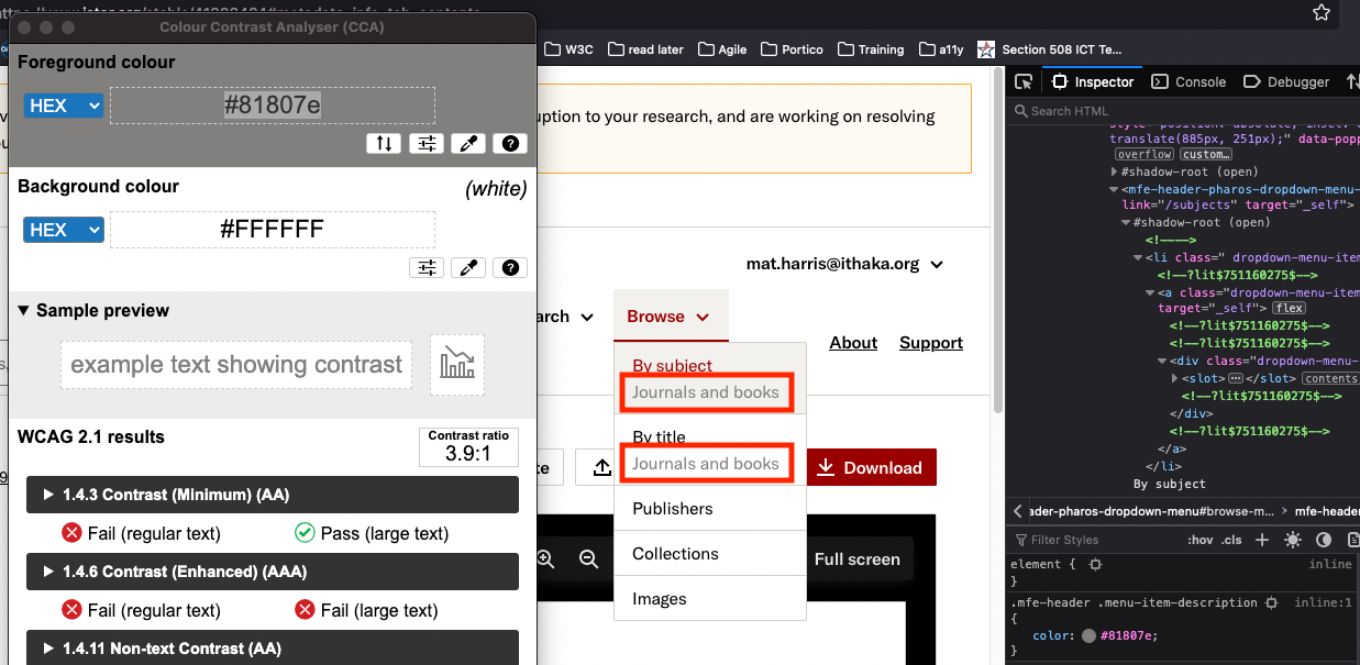 Dropdown: Insufficient color contrast for sub-menu items · Issue #492 · ithaka/pharos · GitHub