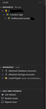 In VS Code, after logging in, Azure Resources only shows the Functions ...