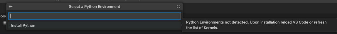 'Select Kernel: Python Environments...' not detecting any environments. · Issue #13319 ...