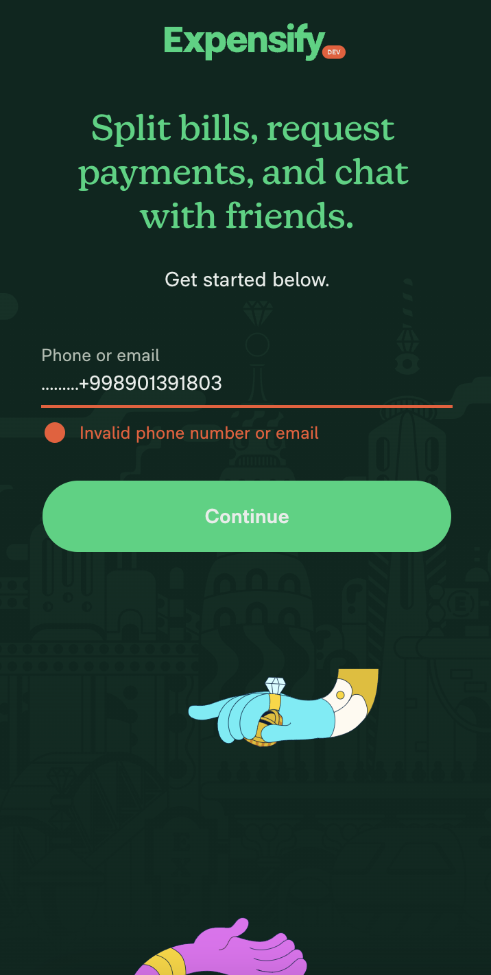 when entering dots and then phone number - Gives incorrect error - The ...