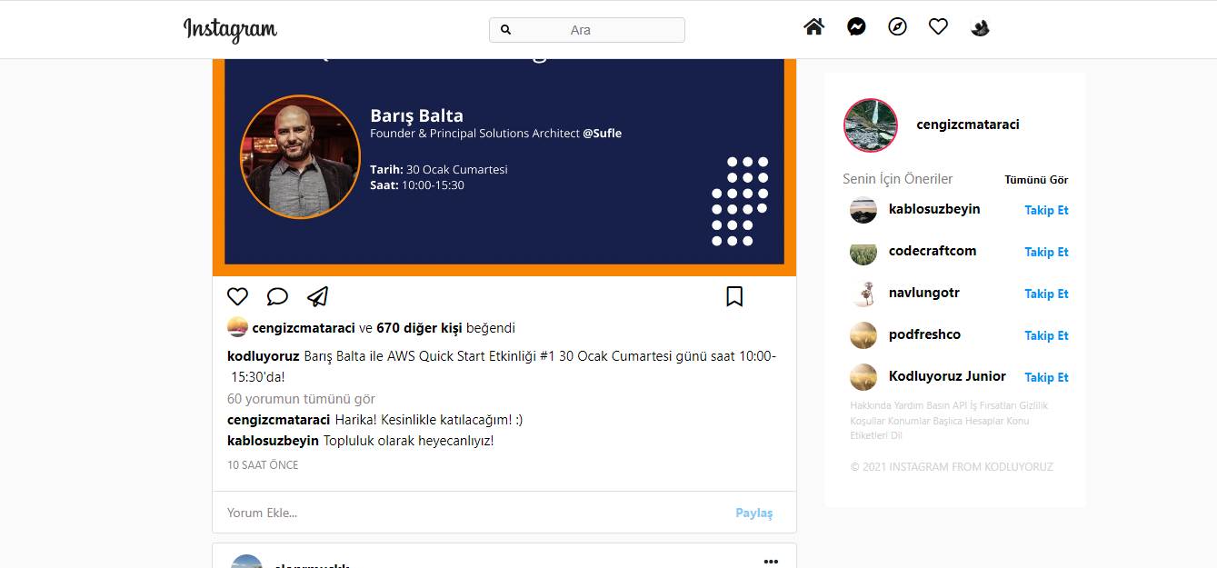 GitHub - MuratArs1an/InstagramClone: Instagram Clone with Bootstrap