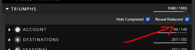 Updated Triumphs/Collections & Tracked Triumphs Feedback · Issue #5741 · DestinyItemManager/DIM ...