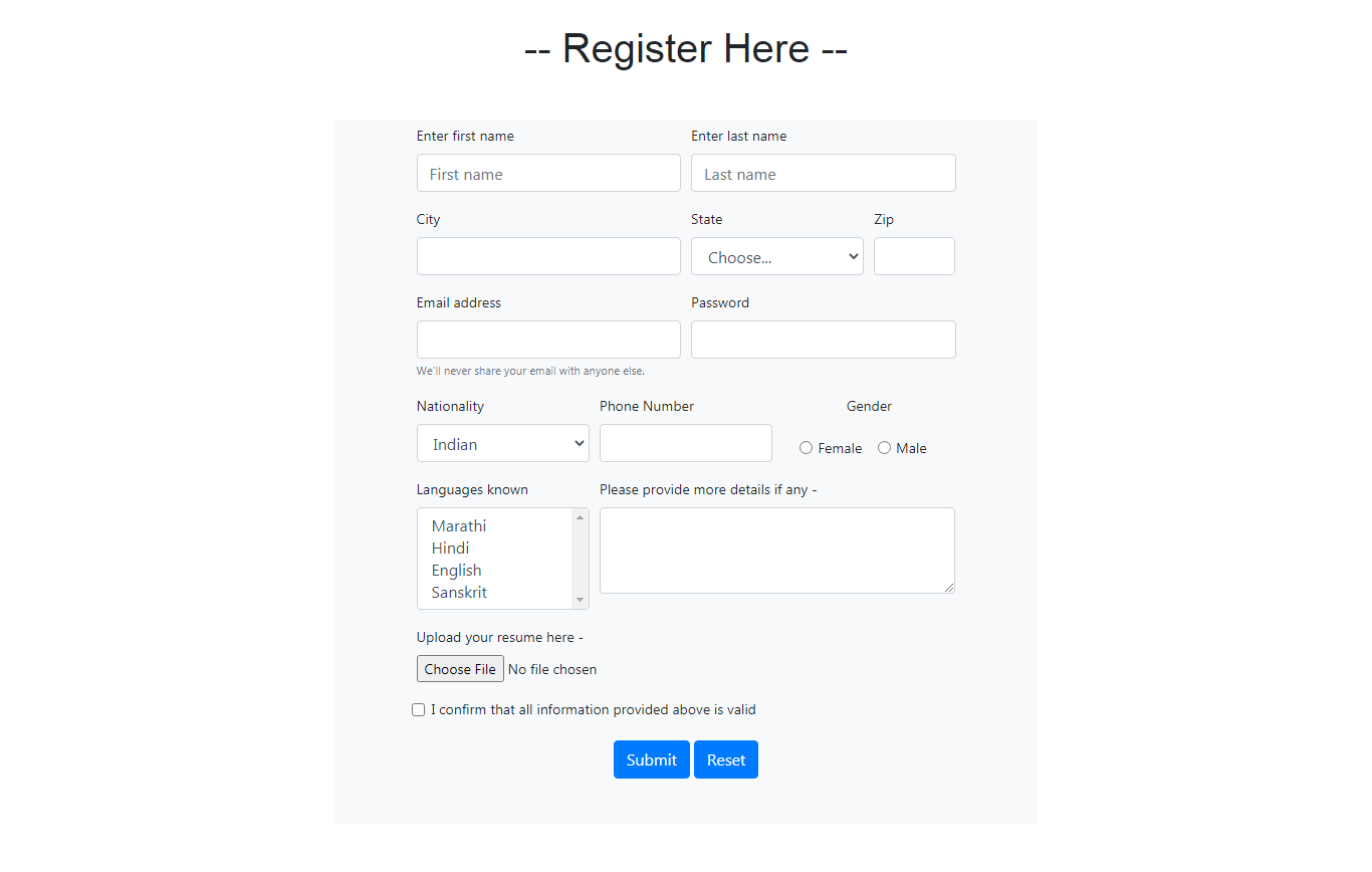 GitHub - PranitaRajhans/Form-using-Bootstrap