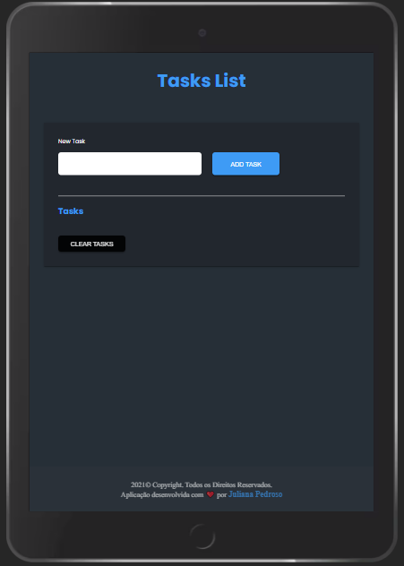 GitHub - julianapedroso/my-tasks-list: Aplicação desenvolvida em HTML ...
