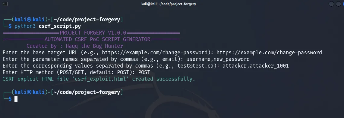 Github Haqqibrahimproject Forgery A Tool For Generating Cross Site Request Forgery Csrf