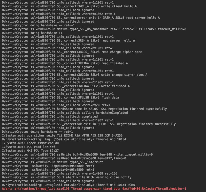 时不时出现Thread suspension timed out: 0xd1dcd480:RxCachedThreadScheduler-3 ...