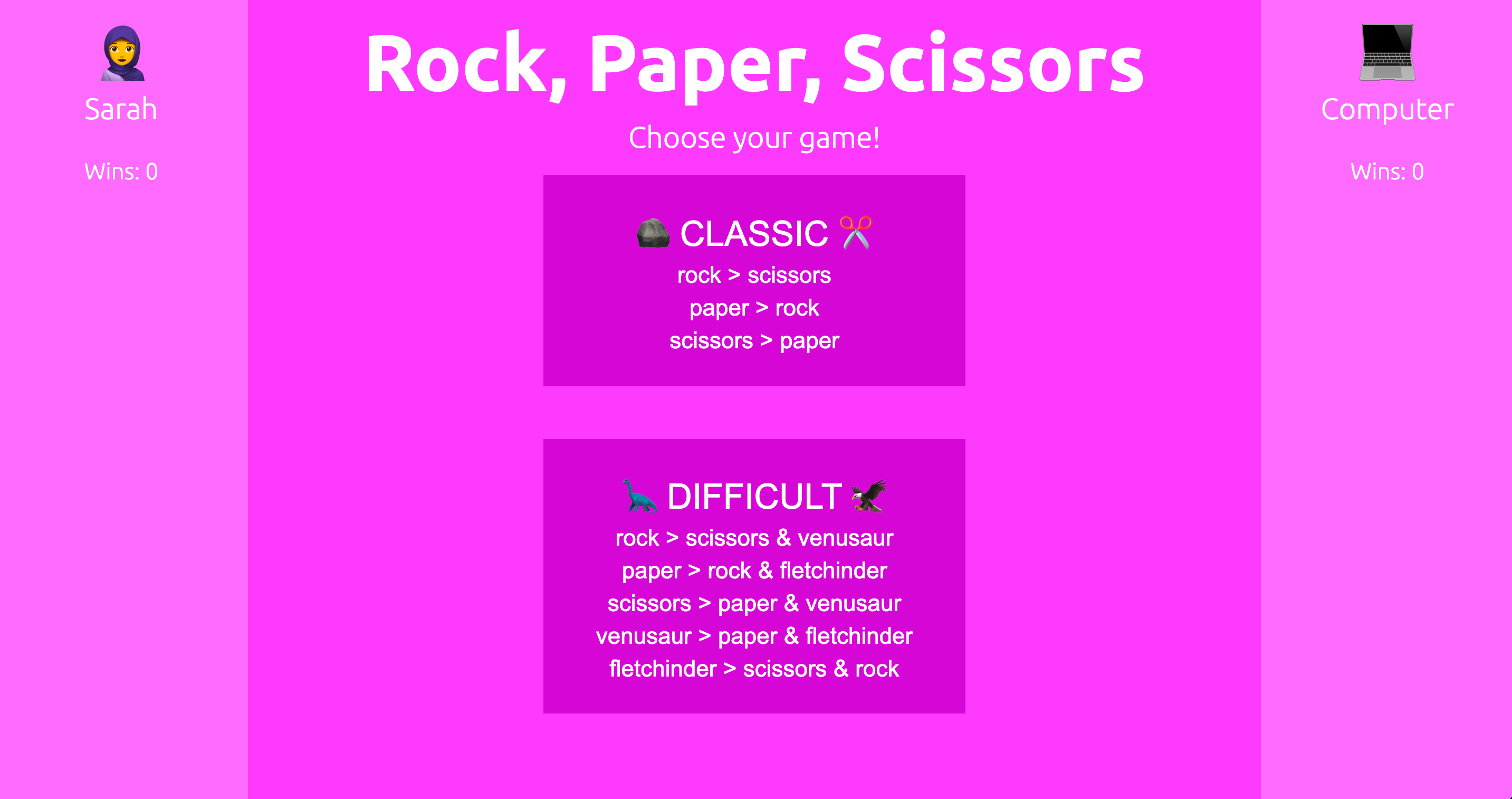 GitHub - najinl/rock-paper-scissors: Mod-1 Final Project - the game ...
