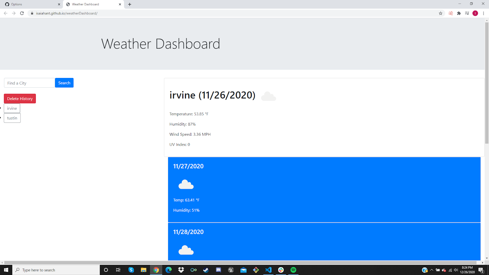 GitHub - isaiahant/weatherDashboard