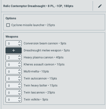Error in relic contemptor dreadnought points values, wrong plasma cannon costs · Issue #8918 ...