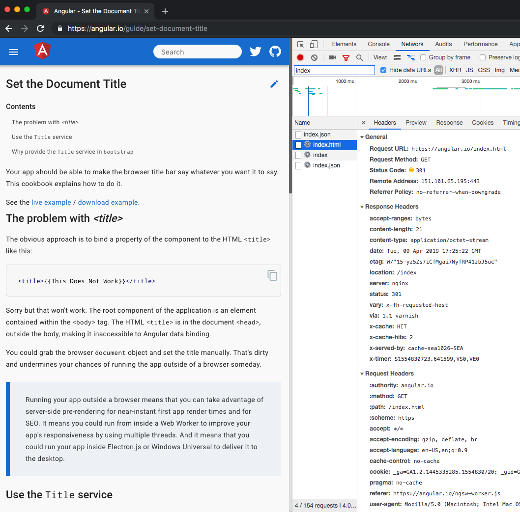 angular.io app gets stuck in “loading document” state, likely due to client-server version skew ...