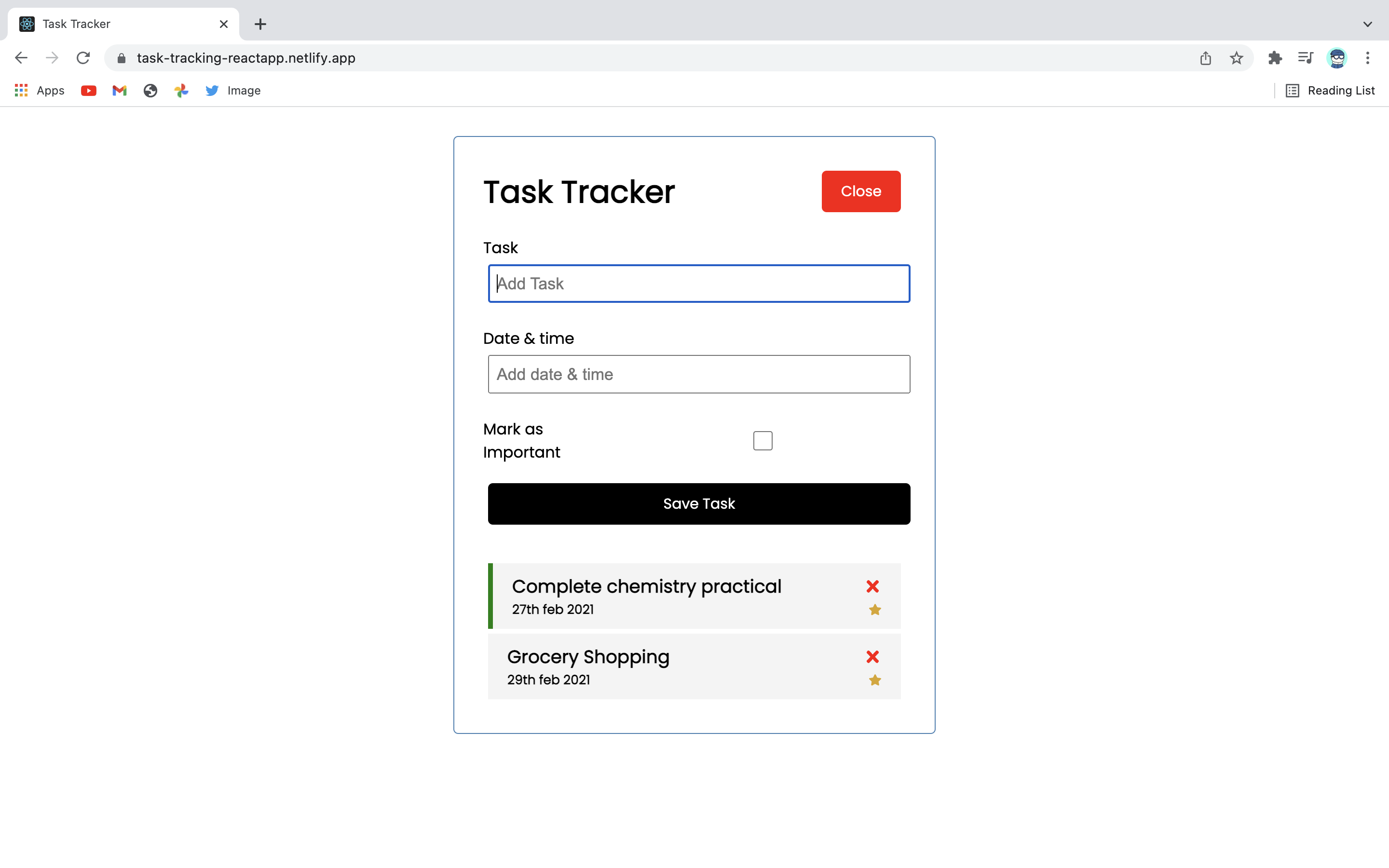 GitHub - AryanChopraa/task-manager: Task tracker app made using react ...