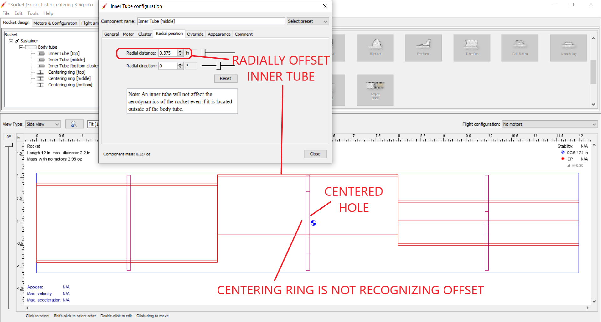 Centering ring configuration does not recognize offset or clustered inner tubes · Issue #870 ...