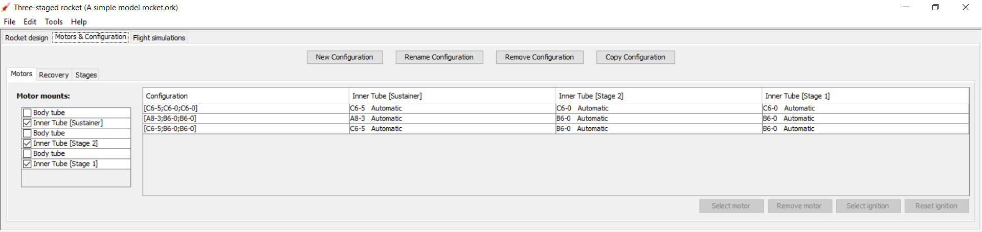 "Motor mounts" list in "Motors and Configurations" tab is pointlessly ...