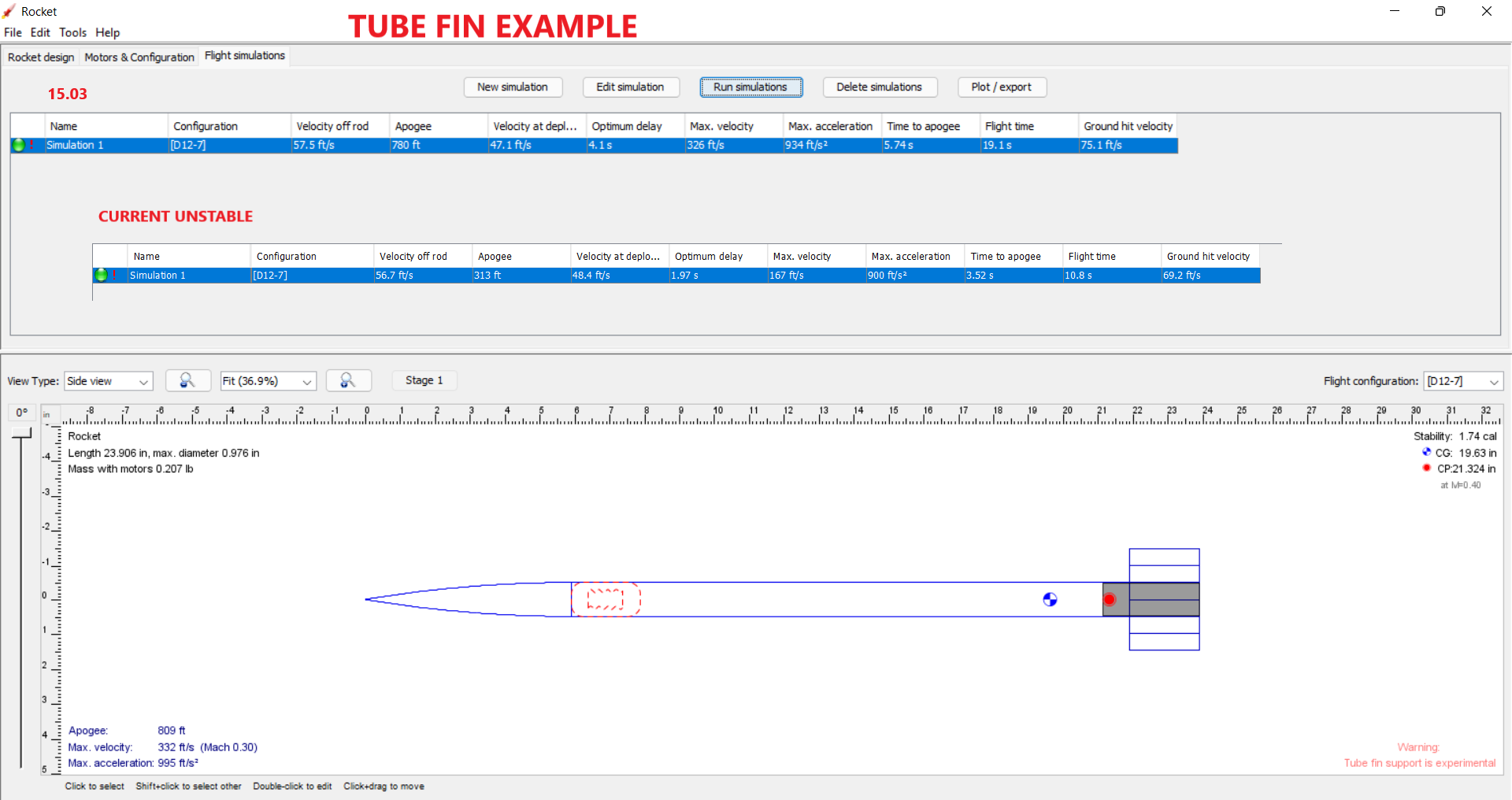 [Bug] Tube Fin flight profile significantly differs from 15.03 · Issue #1207 · openrocket ...