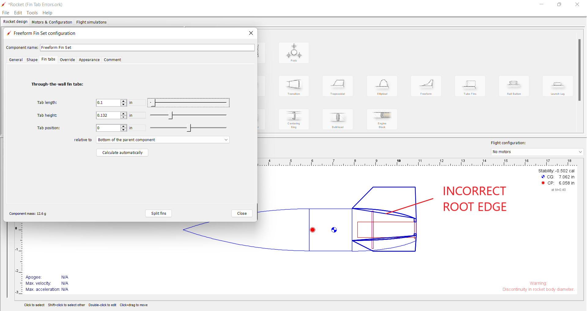 [Bug] Transition fin tab auto calculate errors · Issue #1613 · openrocket/openrocket · GitHub