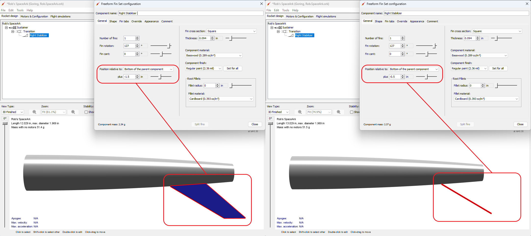 [Bug] Transition fins disappears in 3D views, including Photo Studio · Issue #1829 · openrocket ...